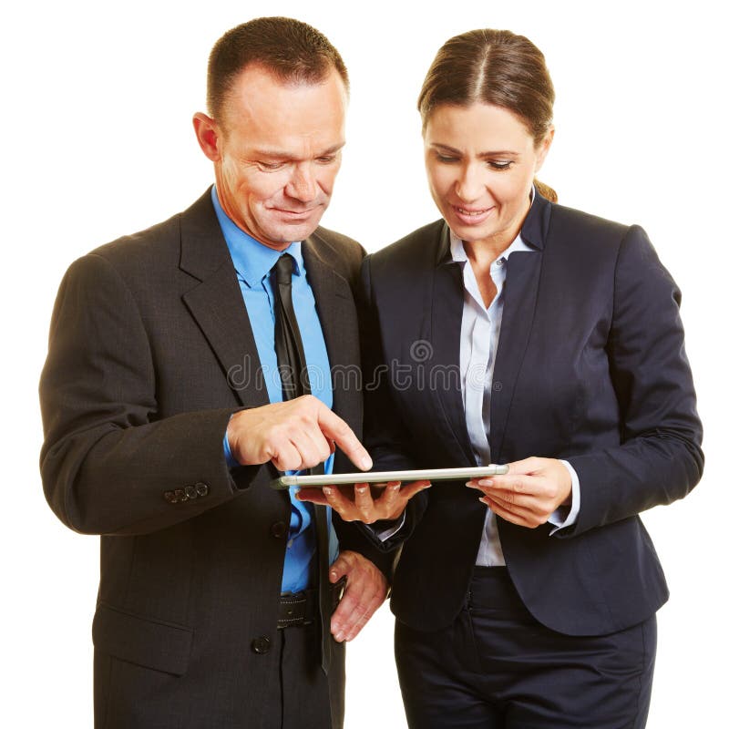 Business People Planning Work on Tablet Computer Stock Image - Image of ...