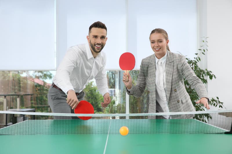 Business People Playing Ping Pong in Office Stock Photo - Image of ...