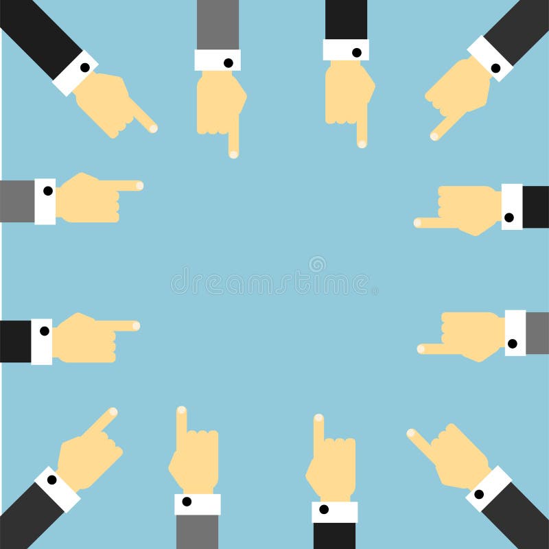 Several Businessman Hands Pointing at the Middle of Frame Stock Vector ...