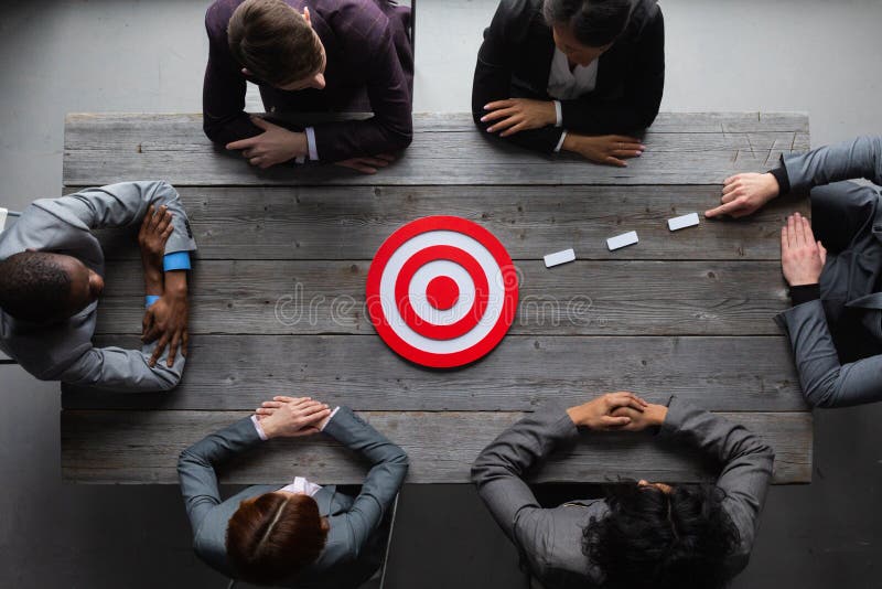 Business People Pointing at Red Target Stock Image - Image of center ...