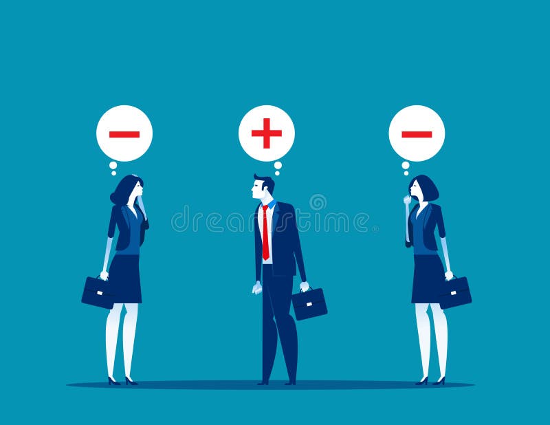Business People with Positive and Negative Thinking, Flat Business ...