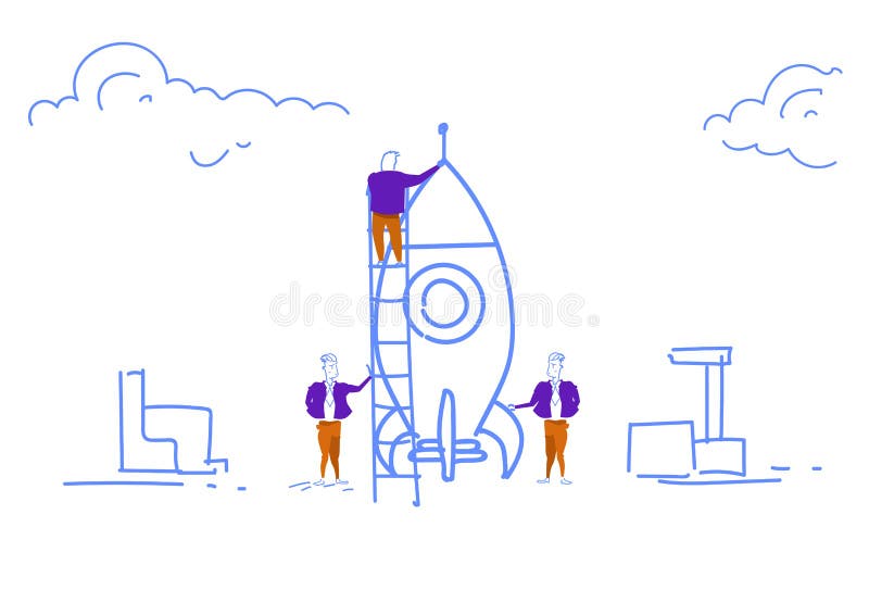 Business People Preparing To Launch Rocket Business Startup Project ...