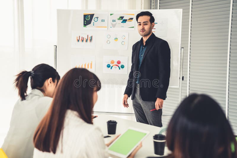 Business People Proficiently Discuss Work Project while Sitting in ...