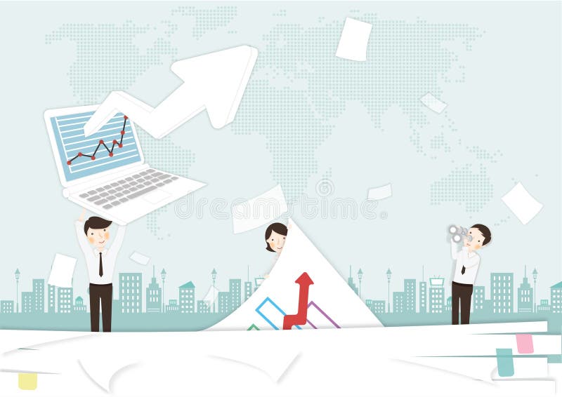 Business People with Progress Charts. Vector Illustration Decorative ...