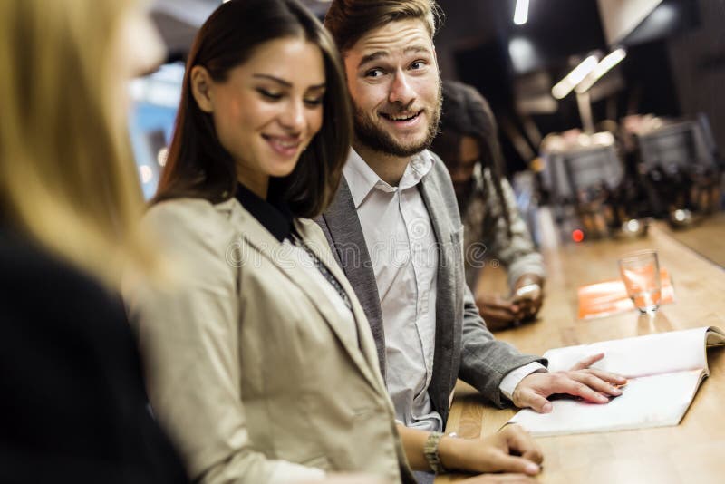 Business People in a Pub after Work Stock Image - Image of friendship ...
