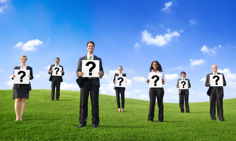 Business People with Question Marks Stock Image - Image of green ...