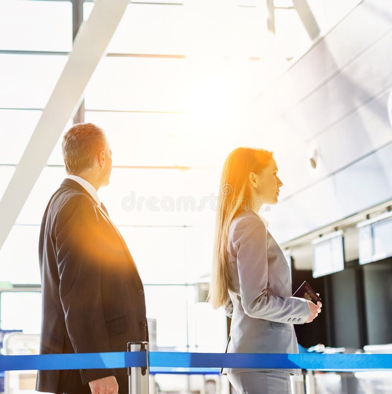 Business People Queueing for Check in at Airport Stock Photo - Image of ...