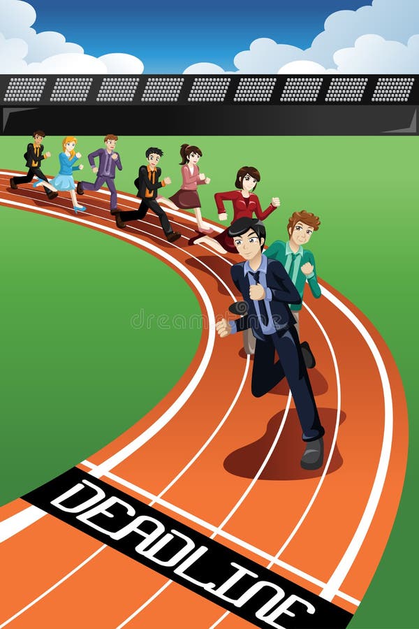 Racing People and Winning Runner Marathon Competition Vector Concept ...