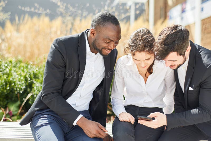Business People Read a Text Message Stock Image - Image of business ...