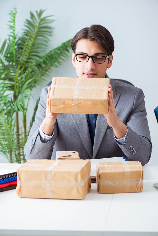 The Business People Receiving New Mail and Parcels Stock Photo - Image ...