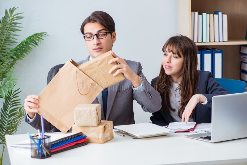 The Business People Receiving New Mail and Parcels Stock Photo - Image ...