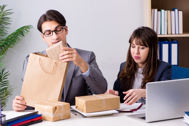 The Business People Receiving New Mail and Parcels Stock Image - Image ...