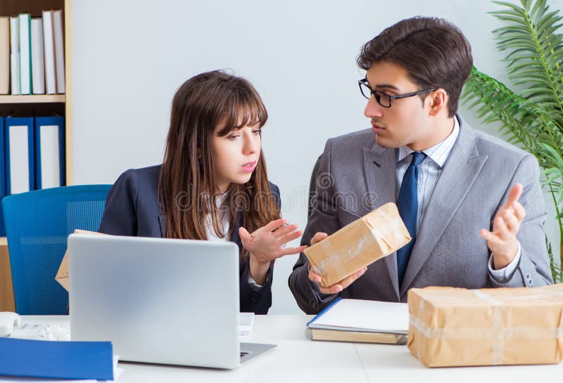 Business People Receiving New Mail and Parcels Stock Image - Image of ...