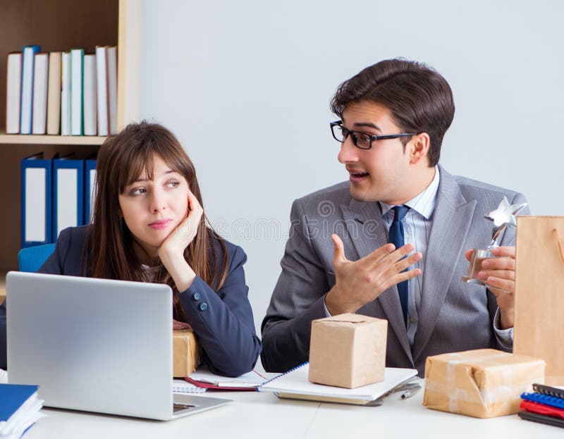 Business People Receiving New Mail and Parcels Stock Image - Image of ...