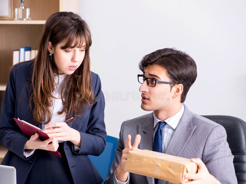 Business People Receiving New Mail and Parcels Stock Image - Image of ...