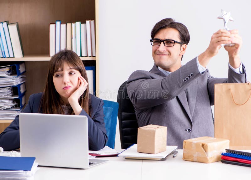 Business People Receiving New Mail and Parcels Stock Image - Image of ...