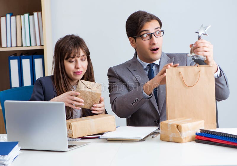 Business People Receiving New Mail and Parcels Stock Photo - Image of ...