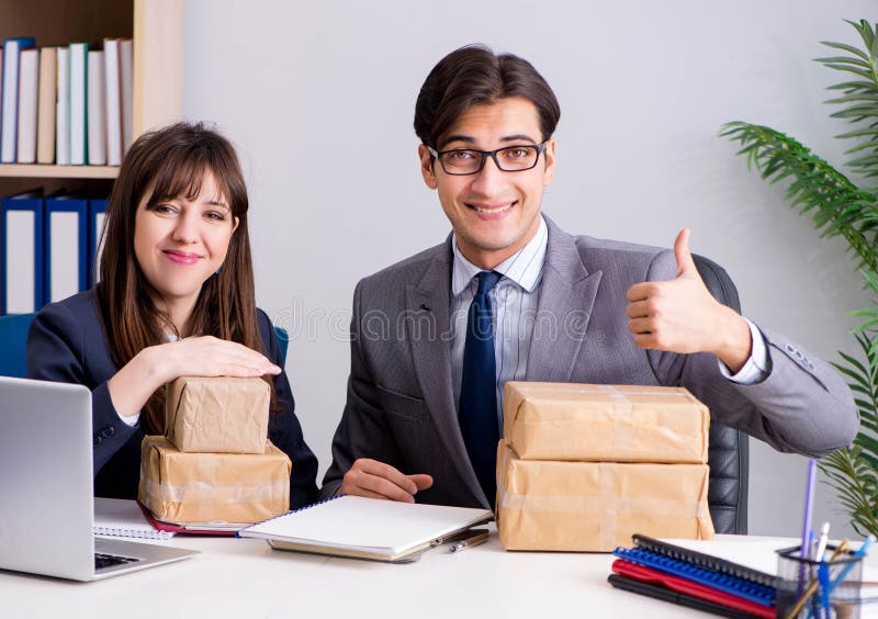 Business People Receiving New Mail and Parcels Stock Photo - Image of ...