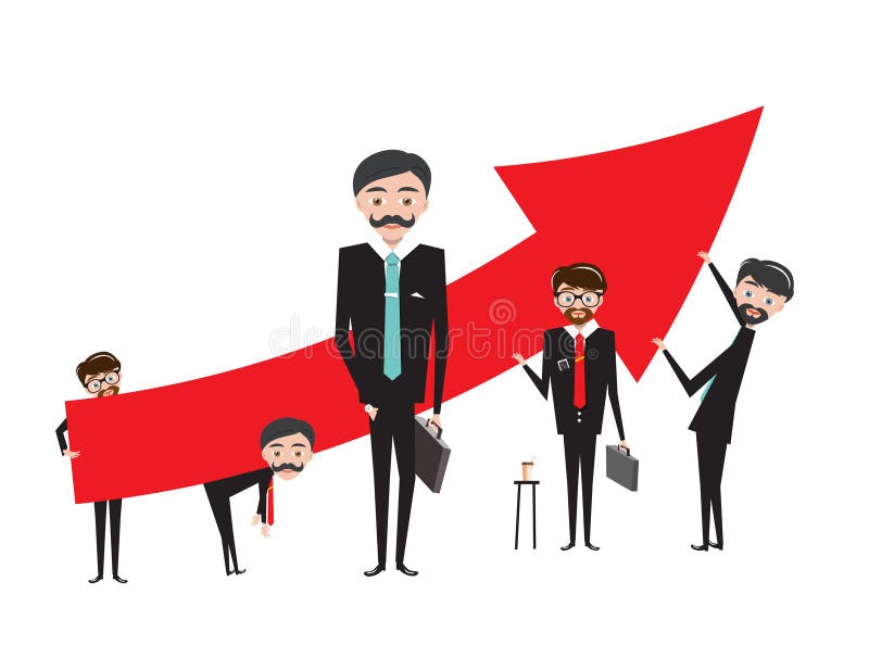 Business People with Red Up Arrow Stock Vector - Illustration of ...