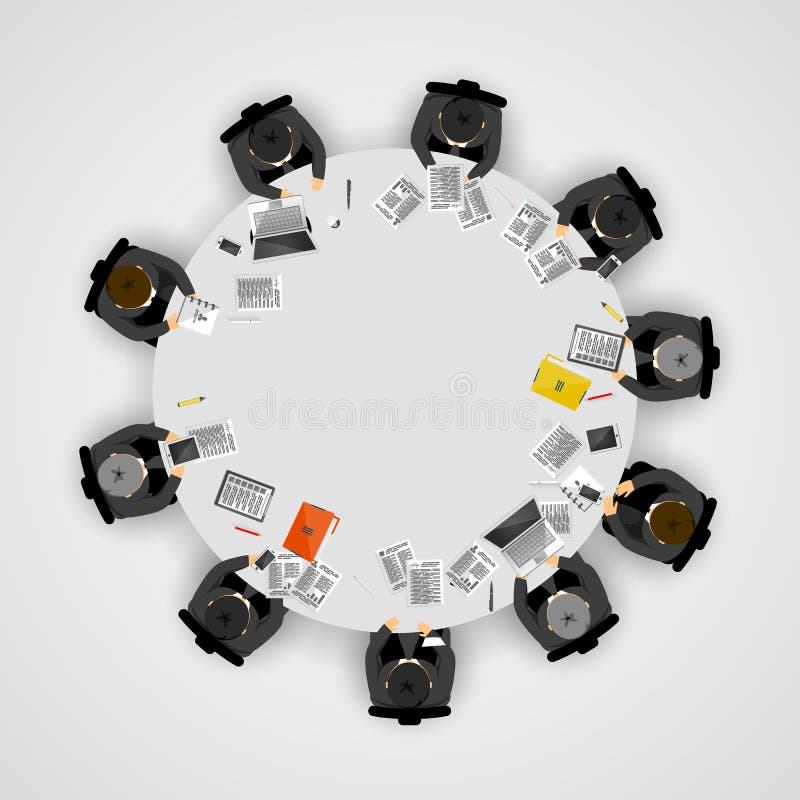 Business People at a Round Table. Teamwork Concept Stock Vector ...