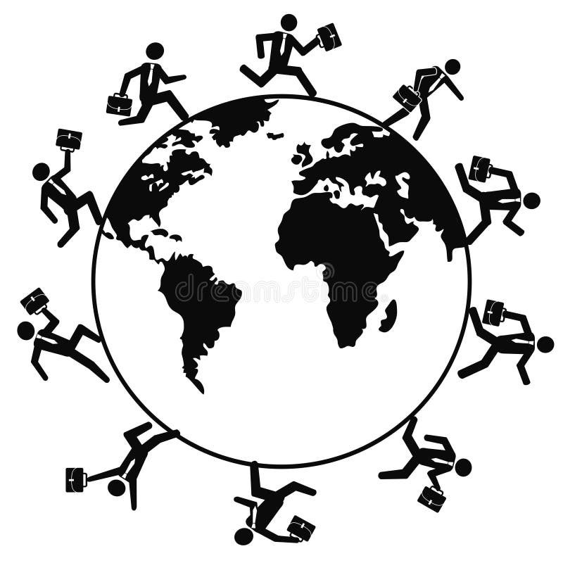 Global Symbol People Run Around The World Stock Vector - Illustration ...