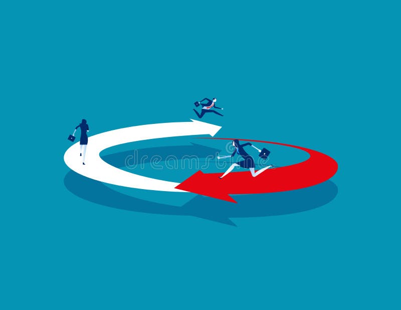 Business People Running on Circled Arrow. Concept Business Vector ...