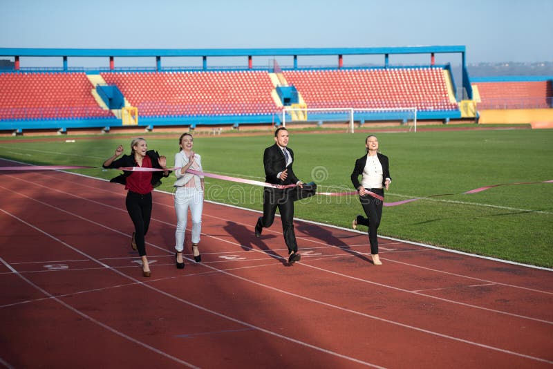 Business People Running on Racing Track Stock Photo - Image of concept ...