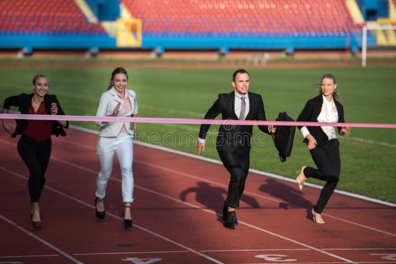 Business People Running on Racing Track Stock Image - Image of ...