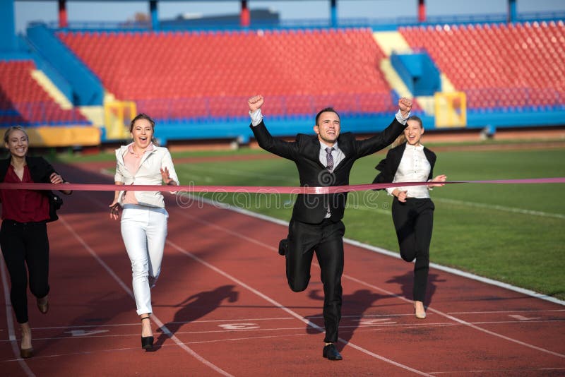 Business People Running on Racing Track Stock Image - Image of ...