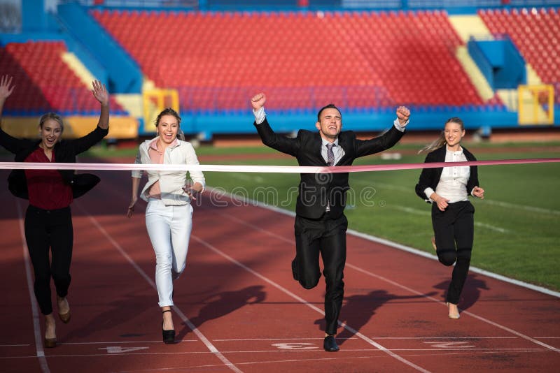 Business People Running on Racing Track Stock Photo - Image of ...