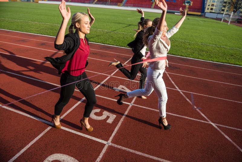 Business People Running on Racing Track Stock Photo - Image of ...
