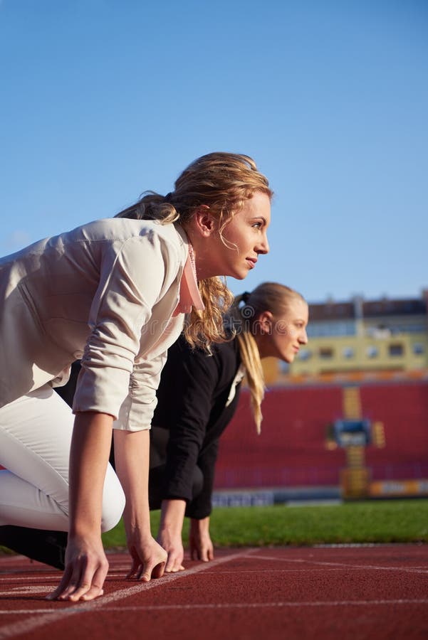 Business People Running on Racing Track Stock Image - Image of ...