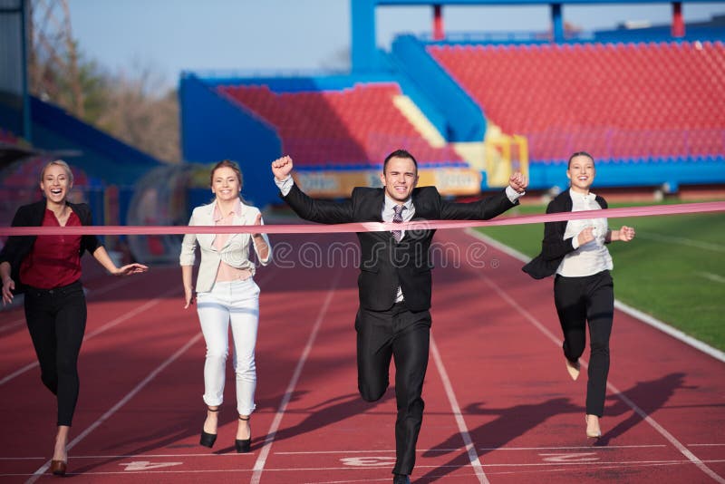 Business People Running on Racing Track Stock Photo - Image of ...