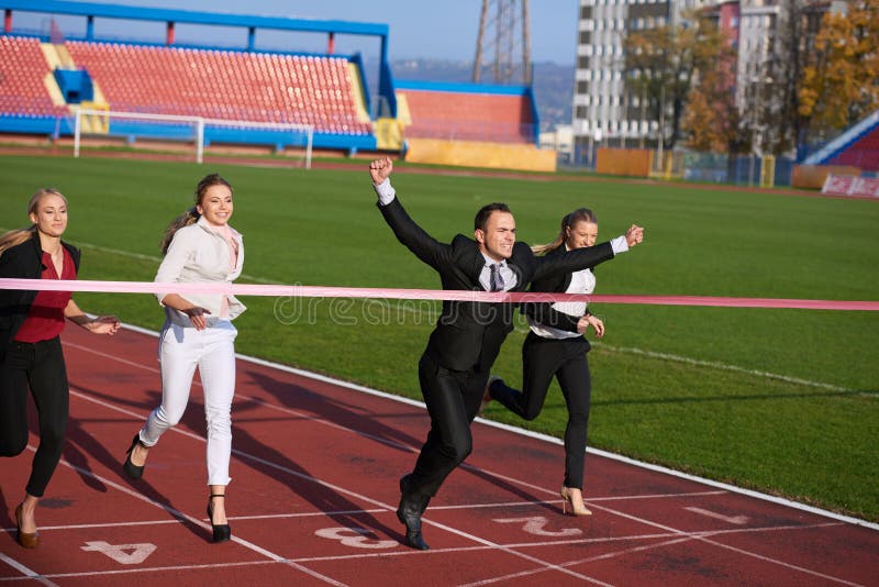 Business People Running on Racing Track Stock Image - Image of ...