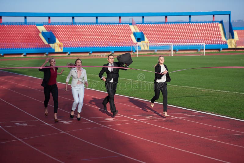 Business People Running on Racing Track Stock Photo - Image of ...