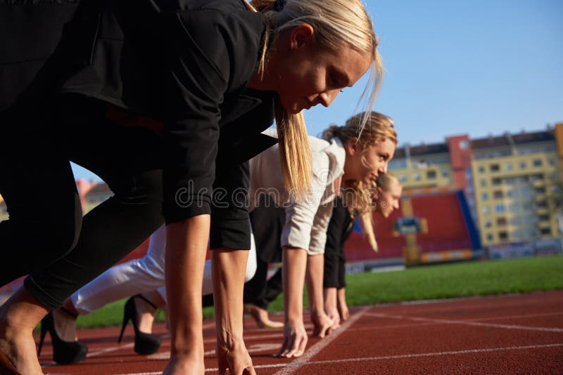 Business People Running on Racing Track Stock Photo - Image of ...