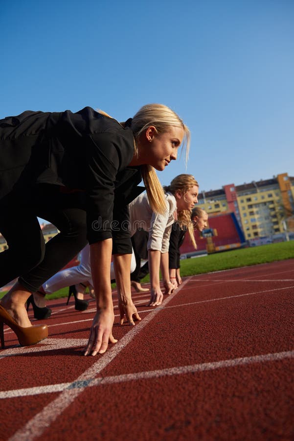 Business People Running on Racing Track Stock Photo - Image of ...