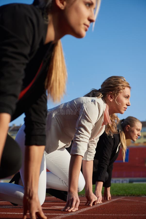 Business People Running on Racing Track Stock Image - Image of ...