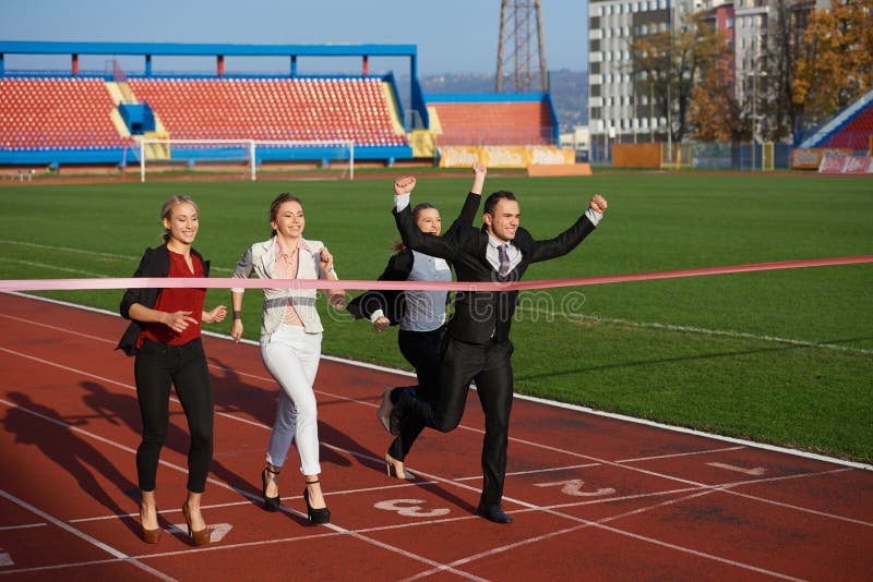 Business People Running on Racing Track Stock Image - Image of employee ...