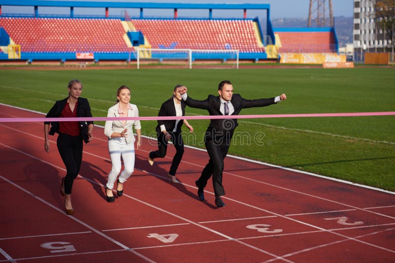 Business People Running on Racing Track Stock Image - Image of ...