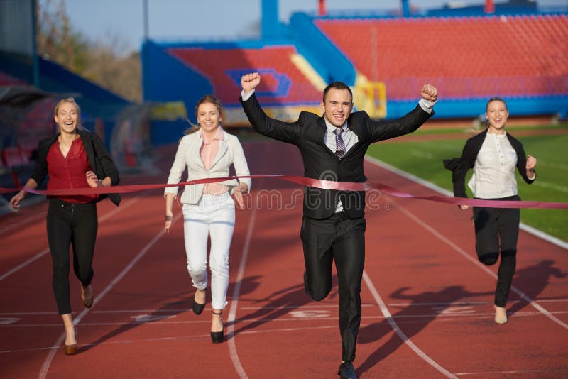 Business People Running on Racing Track Stock Photo - Image of compete ...