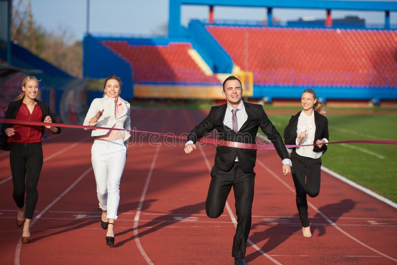 Business People Running on Racing Track Stock Image - Image of ...