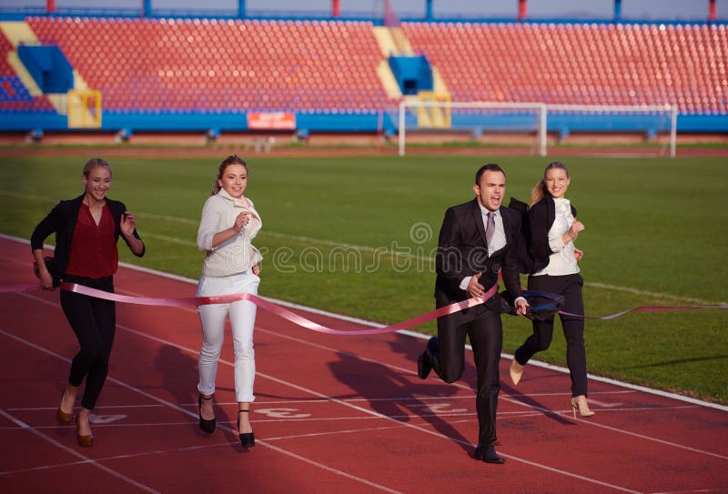 Business People Running on Racing Track Stock Photo - Image of ...