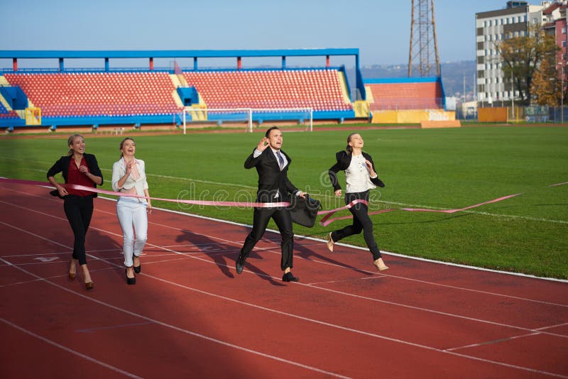 Business People Running on Racing Track Stock Image - Image of ...