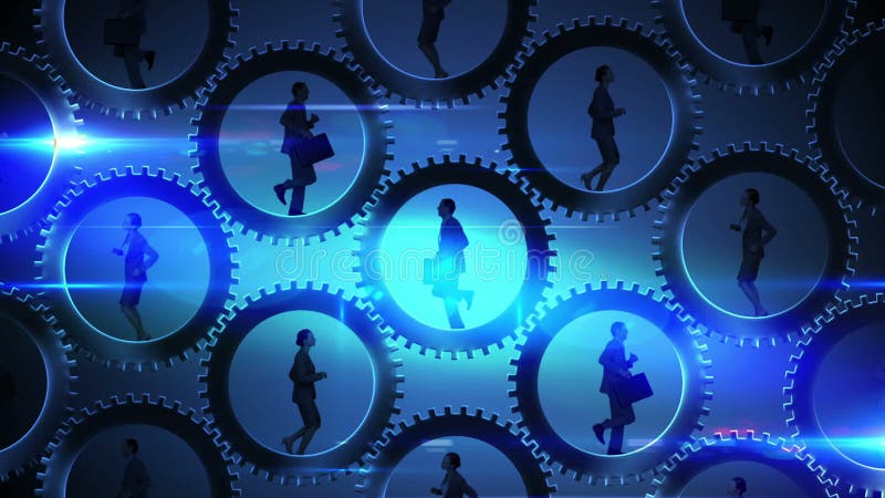 Business People Running and Turning Cogs Stock Video - Video of ...