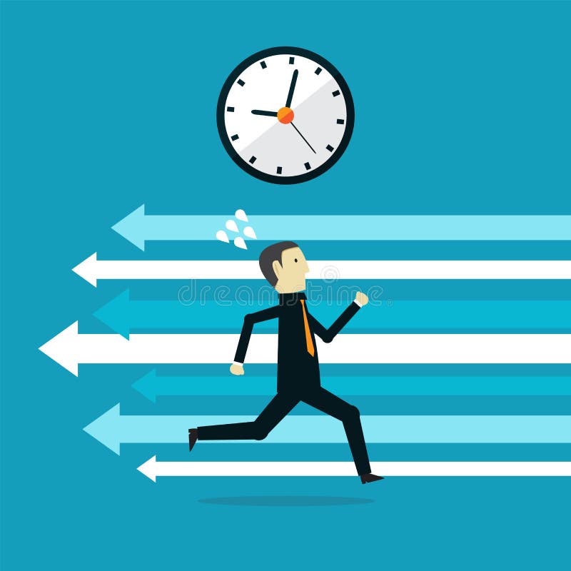 Business People Rush To Work Against Time Stock Vector - Illustration ...