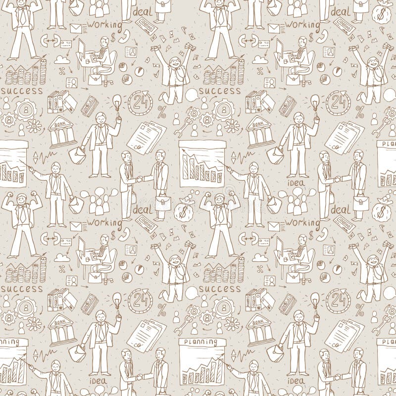 Business People Seamless Doodles. Hand Drawn Vector Pattern. Stock ... Business People Seamless Doodles. Hand Drawn Vector Pattern. Stock ...
