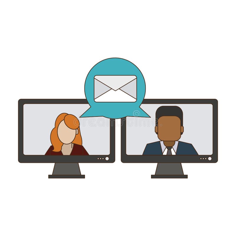 Business People Sending Email Stock Vector - Illustration of media ...