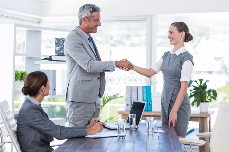 Business People Shake Hands during Interview Stock Image - Image of ...