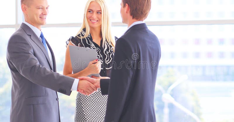 Business People Shaking Hands after Meeting Stock Image - Image of ...